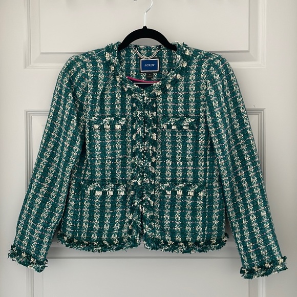 J. Crew | Jackets & Coats | J Crew Green Tweed Blazer | Poshmark